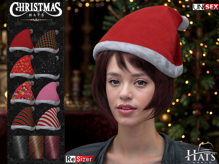 Second Life Marketplace - [HW] THE SANTA HATS WITH HAIR